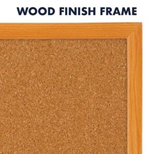 Quartet Corkboard, Framed Bulletin Board, 2' x 3' Cork Board, Oak Wood Finish Frame (MWDB2436-ECR), Oak Frame