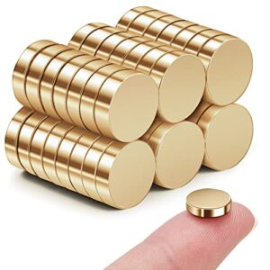 smartake 45 pcs refrigerator magnets, small round fridge magnets, multi-use premium neodymium office magnets for fridge, whiteboard, billboard in home, kitchen, office and school (gold)