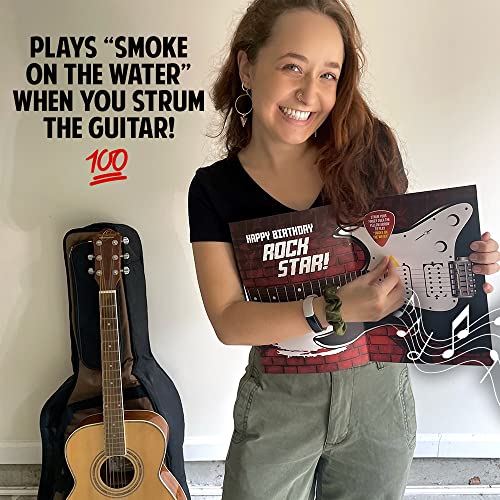 INTERACTIVE Giant Birthday Card - Strum to Play “Smoke on The Water”, Gift for Guitar Players, Music Gifts for Men, Guitar Accessories, Gifts for Musicians, Guitar Gifts for Men, Women, Friends & Kids