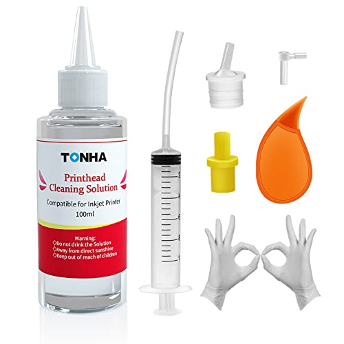 Tonha Printhead Cleaning Kit, Printer Cleaning Kit Perfect for Inkjet Printers Canon/Brother/Epson/HP 8600 5520 4620 6520 6600 6700 6968 6978 8610 HP Printer 922 Pro100 MX922 Canon Printer (100ML)