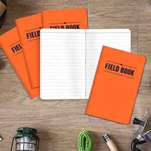 Field Notebook/Pocket Journal - 3.5"x5.5" - Orange - Lined Memo Book - Pack of 5