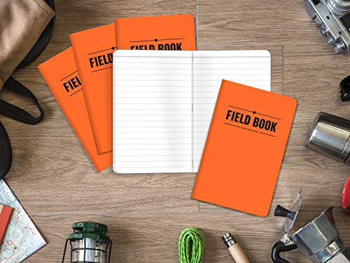 Field Notebook/Pocket Journal - 3.5"x5.5" - Orange - Lined Memo Book - Pack of 5