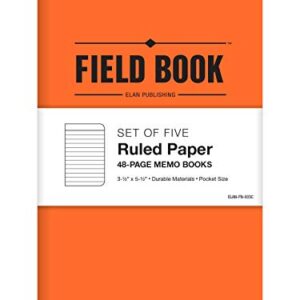 Field Notebook/Pocket Journal - 3.5"x5.5" - Orange - Lined Memo Book - Pack of 5