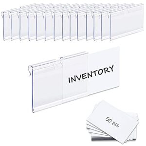 basket labels clip on,50pcs clear plastic bin clip labels for baskets,wire shelf price labels,labels for storage bins,merchandise sign display holder,50pcs 6x4cm label inserts included. (cqtp0000)