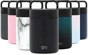 simple modern vacuum insulated food jar thermos for hot food | reusable stainless steel leak proof lunch storage for soup, smoothie bowl, oatmeal | provision collection | 12oz | midnight black