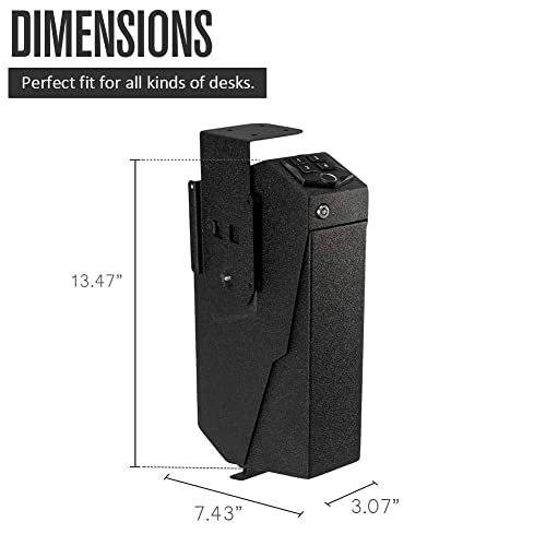 RPNB Mounted Gun Safe with Auto Open Lid Biometric Fingerprint Lock, California DOJ Certified Handgun Safe