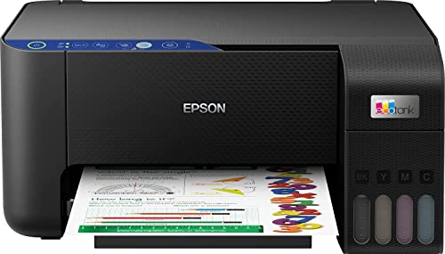 Epson EcoTank ET Series Wireless Color Inkjet All-in-One Supertank Printer, Borderless Photo Printing, Print Scan Copy, Voice Activated - 10.5 ppm, Ethernet, White