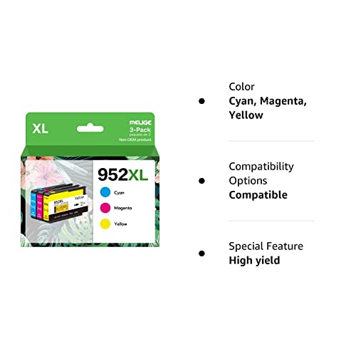 952XL High-Yield Ink Cartridge Compatible for HP 952 XL Ink Cartridges, 3 Packs (Cyan, Magenta, Yellow) Use with OfficeJet Pro 8710 8720 7720 7740 8210 8702 8715 8725 8730 8740 Printer