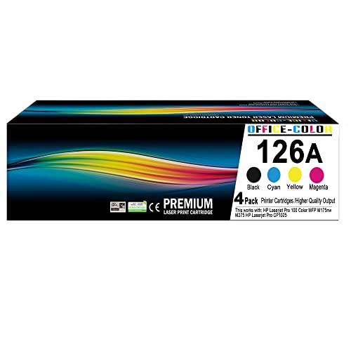 4-Pack Compatible HP 126A Black,Cyan, Magenta, Yellow Toner Cartridges for HP Laserjet Pro 100 Color MFP M175nw,cp1025nw ,M275 Printer