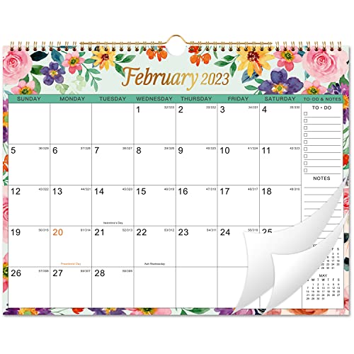 2023 Wall Calendar - Calendar 2023, 12 Monthly Wall Calendar 2023, January - December 2023, 14.8" x 11.57", Twin-Wire Binding + Hanging Hook + Thick Paper + Julian Dates - Floral