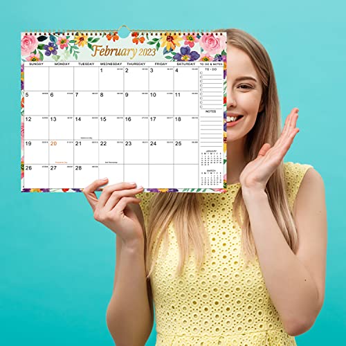 2023 Wall Calendar - Calendar 2023, 12 Monthly Wall Calendar 2023, January - December 2023, 14.8" x 11.57", Twin-Wire Binding + Hanging Hook + Thick Paper + Julian Dates - Floral