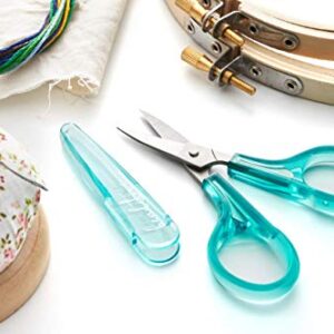 Beaditive Detail Craft Scissors Set (2 Pc.) Curved and Straight, Sharp, Compact | Sewing, Embroidery, Paper Cutting, Crafting | Stainless Steel | Protective Cover