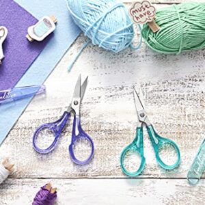 Beaditive Detail Craft Scissors Set (2 Pc.) Curved and Straight, Sharp, Compact | Sewing, Embroidery, Paper Cutting, Crafting | Stainless Steel | Protective Cover