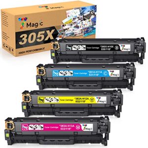 7magic remanufactured toner cartridge replacement for hp 305a 305x ce410x ce410a for hp laserjet pro 400 color mfp m451nw m451dn m451dw m475dw m475dn laserjet pro 300 mfp m375nw m351a printer (4 pack)