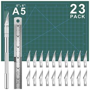 diyself 23 pack craft knife precision hobby knife kit, 1 exacto knife with 20 spare art knife blades for art, scrapbooking, stencil