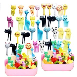 uouyoo 36 pcs animal food picks for kids, cute cartoon animal fruit food toothpicks,reusable lunch picks for kids bento, lunch bento box picks for toddler,kids lunch accessories