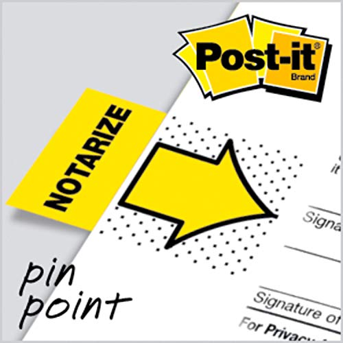 Post-it "Notarize" Flags, 50/Dispenser, 2 Dispensers/Pack, 1 in Wide, Yellow (680-NZ2)