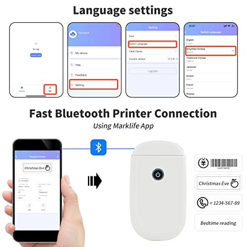 Portable Sticker Maker,Mini Bluetooth White Label Makers,Inkless & Wireless,Compatible with iOS & Android, Ideal for Home, Office Organization, Business Bulk Print