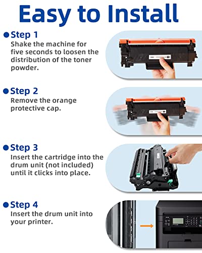 TN760 12000 Pages 4 Packs Toner Cartridge Replacement with Chip for Brother TN-730 TN-760 Black High Yield for DCP-L2550DW HLL2395DW MFCL2710DW MFC-L2750DW Printer