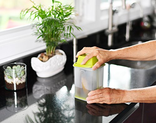 Pickle Storage Container with Strainer Insert, Food Saver (Green Lid) - by Home-X