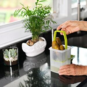 Pickle Storage Container with Strainer Insert, Food Saver (Green Lid) - by Home-X