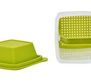 Pickle Storage Container with Strainer Insert, Food Saver (Green Lid) - by Home-X