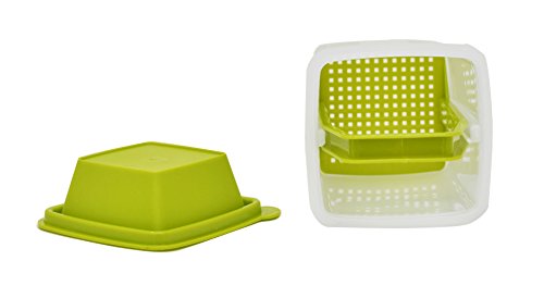 Pickle Storage Container with Strainer Insert, Food Saver (Green Lid) - by Home-X