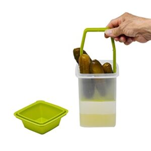 Pickle Storage Container with Strainer Insert, Food Saver (Green Lid) - by Home-X