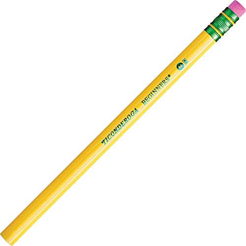 Ticonderoga® Beginners' Elementary Pencils, With Eraser, #2 Lead, Yellow Barrel, Pack Of 12