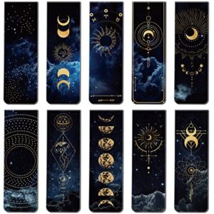 30 pieces space moon magnetic bookmarks galaxy bookmark starry sky clip in bookmark page book marker for kids teens students teachers reading school library office accessories, 10 styles