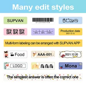 SUPVAN E10 Black Thermal Label Maker with Label Tape, Accessories Black Cute Ears for E10 Sticker Printer Bundled Products