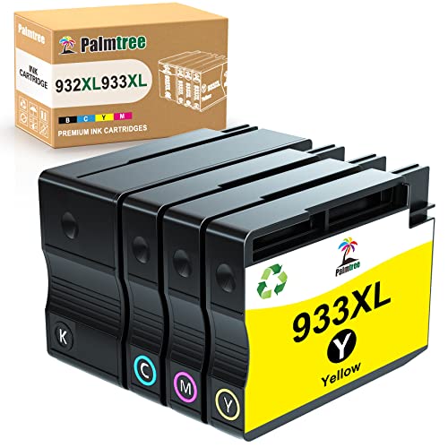 Palmtree Compatible Ink Cartridge Replacement for HP 932XL 933XL 932 933 for HP OfficeJet 6600 6700 6100 7110 7612 7510 7610 7620 Printer (Black, Cyan, Yellow, Magenta, 4 Combo Pack)