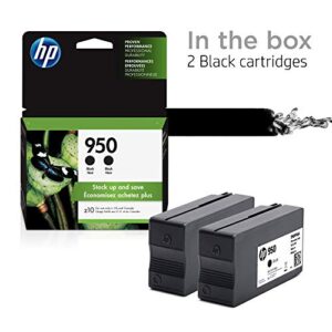 HP 950 | 2 Ink Cartridges | Black | Works with HP OfficeJet Pro 251dw, 276dw, 8100, 8600 Series | CN049AN