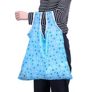 Kaxich Foldable Reusable Grocery Shopping Tote Bags, 6 Pack Eco-friendly Travel Recycle Shopping Bags Folding to fits in Pocket, Waterproof and Machine Washable