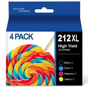 212xl ink cartridges remanufactured replacement for epson 212 ink cartridges for epson expression home xp-4100 xp-4105 workforce wf-2830 wf-2850 printer (black, cyan, magenta, yellow, 212 ink 4-pack)