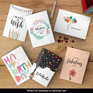 Dessie Unique Birthday Cards Assortment with Generic Birthday Greetings Inside. Suitable For Men, Women and Kids. Includes Envelopes and Gold Stickers, 60 Cards