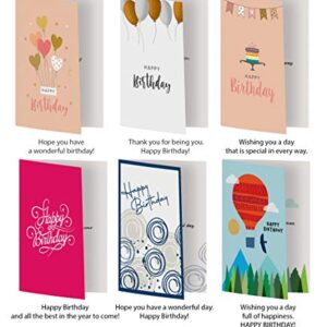 Dessie Unique Birthday Cards Assortment with Generic Birthday Greetings Inside. Suitable For Men, Women and Kids. Includes Envelopes and Gold Stickers, 60 Cards