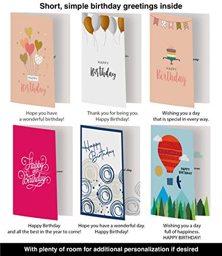 Dessie Unique Birthday Cards Assortment with Generic Birthday Greetings Inside. Suitable For Men, Women and Kids. Includes Envelopes and Gold Stickers, 60 Cards