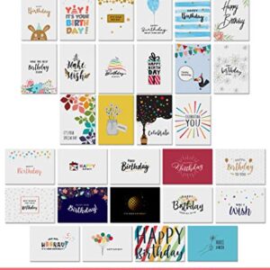 Dessie Unique Birthday Cards Assortment with Generic Birthday Greetings Inside. Suitable For Men, Women and Kids. Includes Envelopes and Gold Stickers, 60 Cards