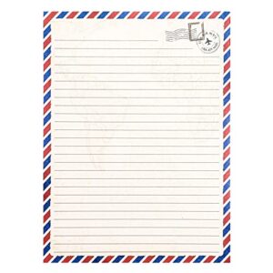 48 Pack Letter Writing Stationary Paper and Envelopes Set, Vintage Travel Design (6.9 x 9.25 In)