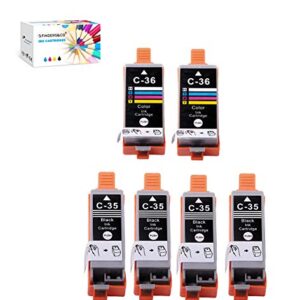 Compatible PGI-35 CLI-36 Ink Cartridge Replacement for Canon 35 36 Ink Work with Canon Pixma iP110 iP100 TR150 Printers (4BK, 2X Color)