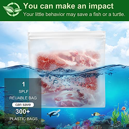 SPLF 4 Pack Dishwasher Safe Reusable Storage Bags, Reusable Gallon Freezer Bags, BPA FREE Stand Up Extra Thick Leakproof Silicone and Plastic Free Zipper Sandwich Snack Lunch Food Bags