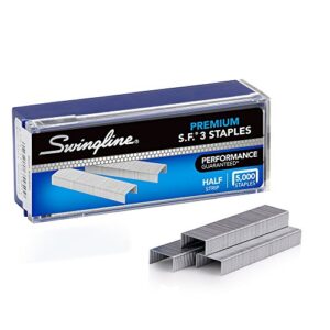 swingline staples, s.f. 3, premium, 1/4″ length, half strips, jam free staples for swingline stapler heavy duty, perfect for home office supplies, 25 sheet capacity, 105/strip, 5000/box, 1 box (35440)