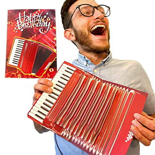 INTERACTIVE Accordion Birthday Card – Open/Close to Play “Happy Birthday” - Music Gifts for Men, Gifts for Musicians, Birthday Card for Kids, Men & Women, Birthday Pop Up Card, Greeting Cards Birthday