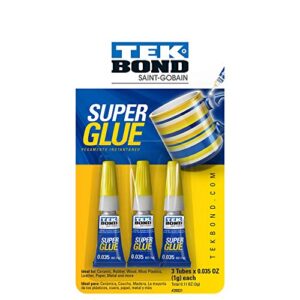 tekbond colorless fast dry super glue (three 1-gram tubes)