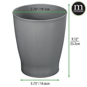 mDesign Round Plastic Bathroom Garbage Can, 1.25 Gallon Wastebasket, Garbage Bin, Trash Can for Bathroom, Bedroom, and Kids Room - Small Bathroom Trash Can - Fyfe Collection - Charcoal Gray