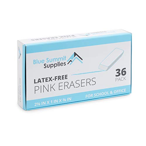 Blue Summit Supplies Pink Erasers, Bulk Erasers for Art, School, and Office Use, Classroom Set, 36 Pack