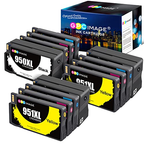 (12 Pack) GPC Image Remanufactured Ink Cartridge Replacement for HP 950XL 951XL 950 951 use for OfficeJet Pro 8600 8610 8615 8100 8620 8630 8640 8625 271dw 276dw Printer(Black, Cyan, Magenta, Yellow)