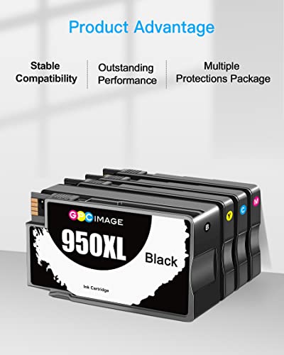 (12 Pack) GPC Image Remanufactured Ink Cartridge Replacement for HP 950XL 951XL 950 951 use for OfficeJet Pro 8600 8610 8615 8100 8620 8630 8640 8625 271dw 276dw Printer(Black, Cyan, Magenta, Yellow)