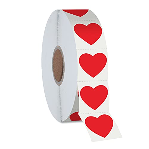 1200 PCS Red Heart Shaped Sticker Labels with Perforation Line in Roll, Use for Valentine's Day, Award Charts, Offices, Teachers & Classrooms, Bookmarks (3/4" in Diameter)